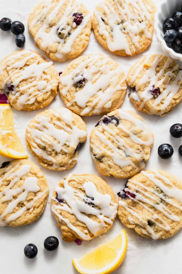 Lemon Blueberry Cookies With Lemon Glaze